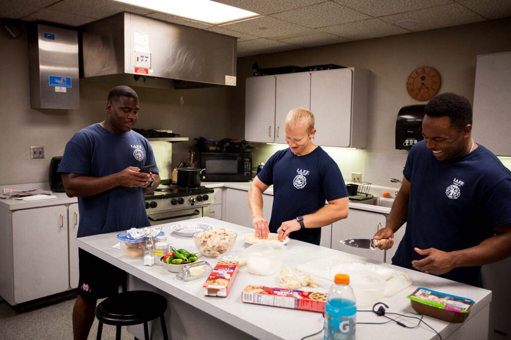 Dinnertime camaraderie at Michigan City Fire Station 1